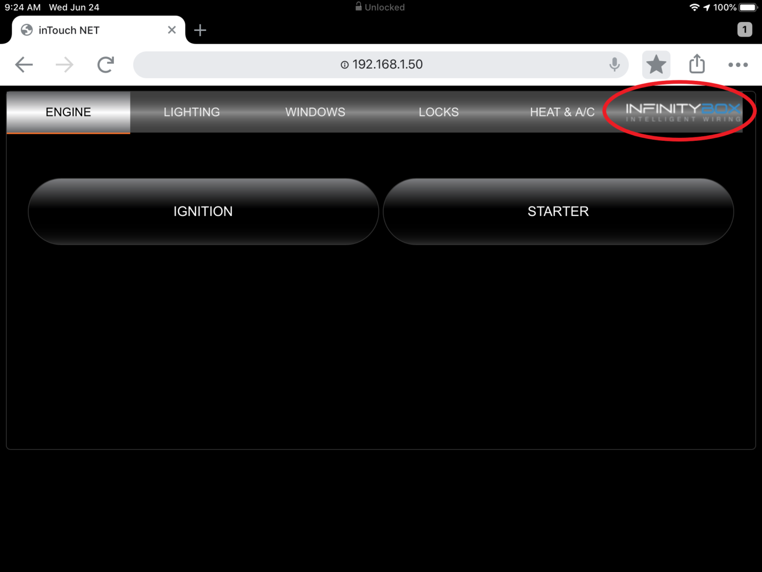 Change inTOUCH NET Password - Infinitybox