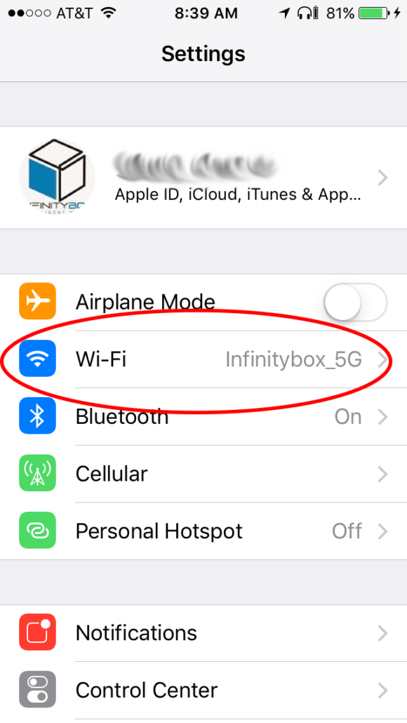 inTOUCH NET Apple Wi-Fi Data Setup - Infinitybox