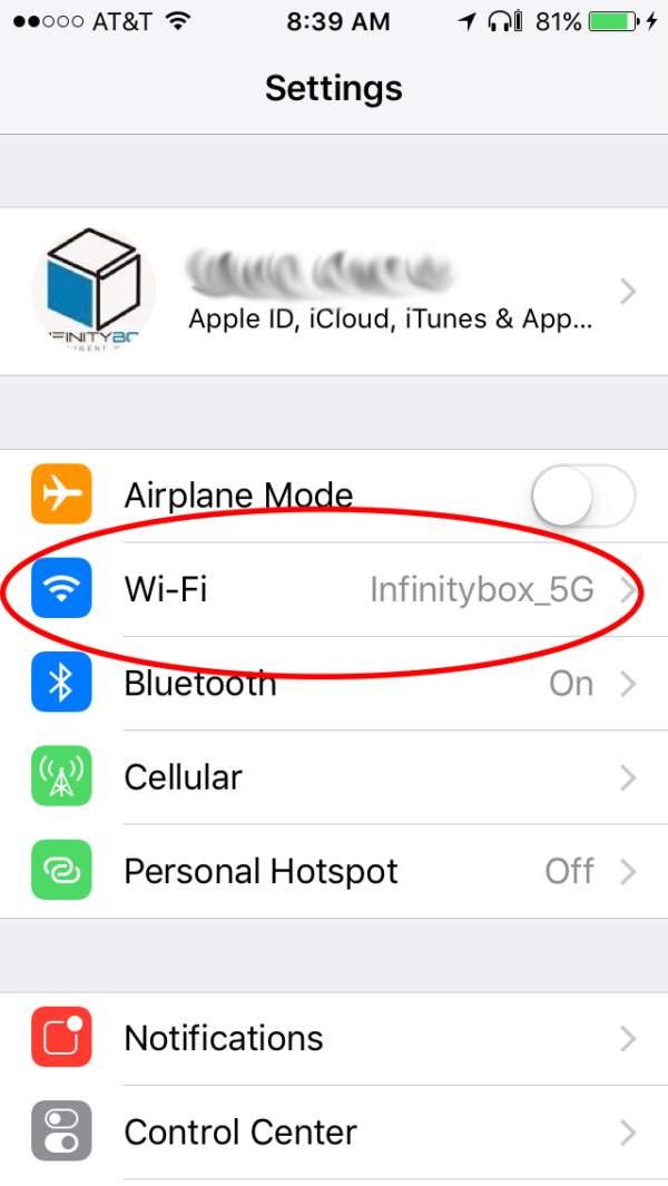 inTOUCH NET Apple Wi-Fi Data Setup - Infinitybox